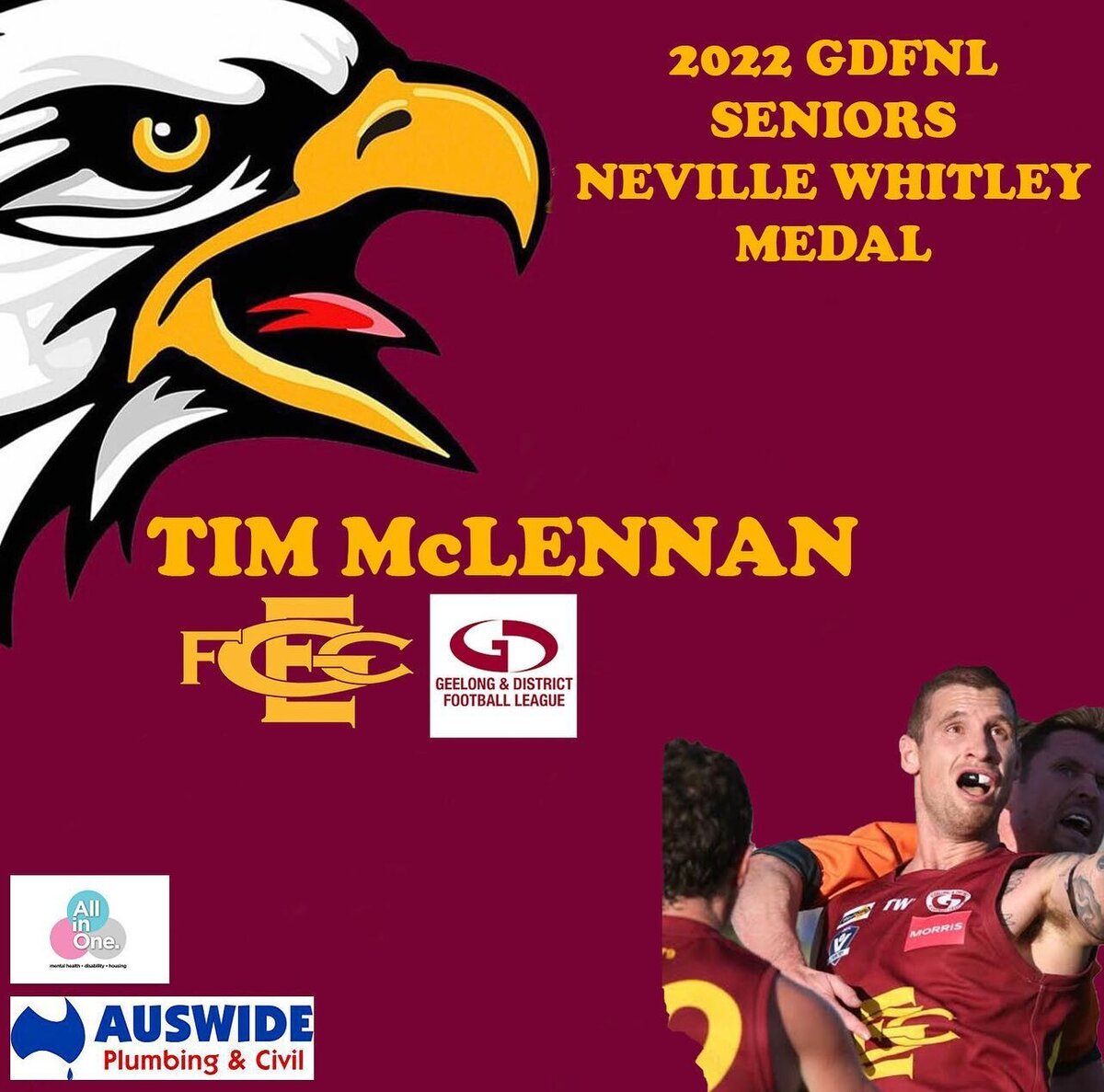 East Geelong FNC | Tim McLennan claims Whitley Medal