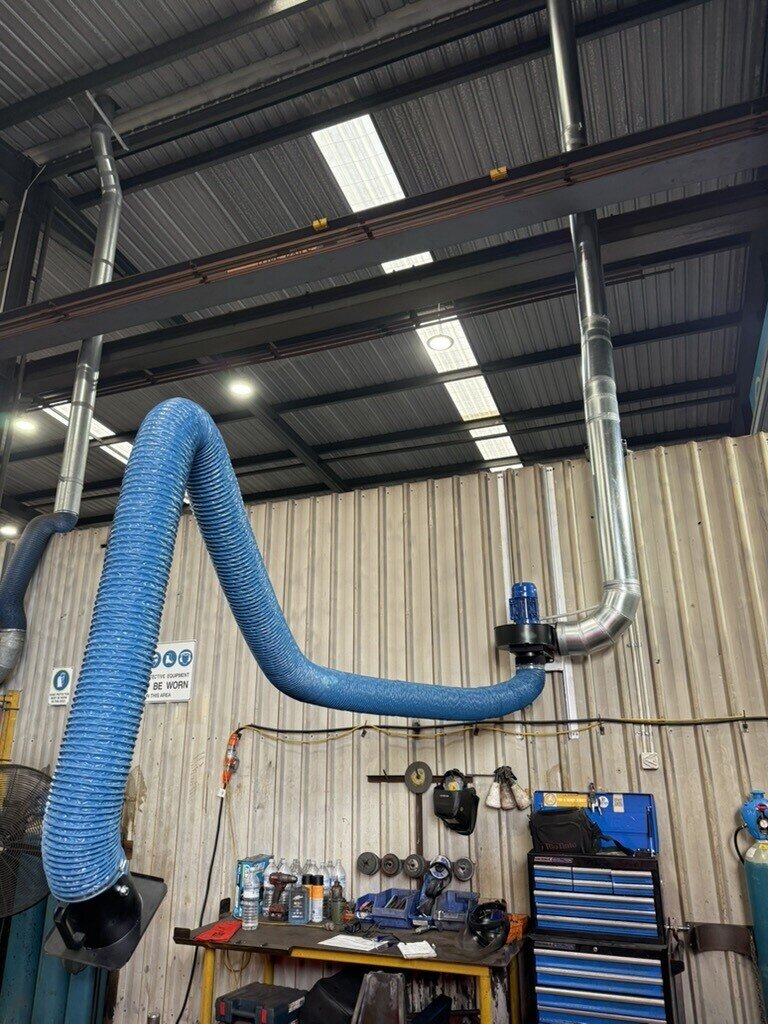Welding fume extraction arm and fan | Dynamic Engineering